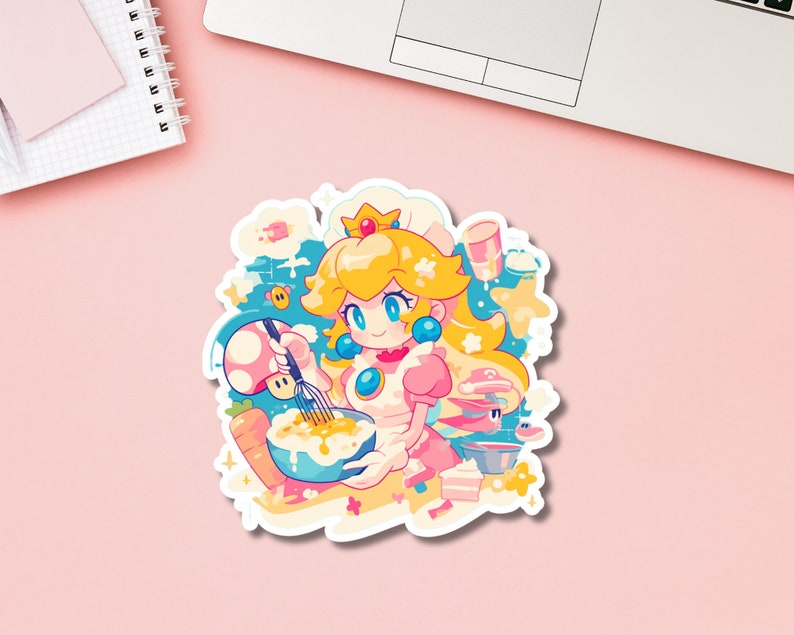 Princess Peach Sticker,kawaii Peach Sticker,cute Princess Peach Sticker ...