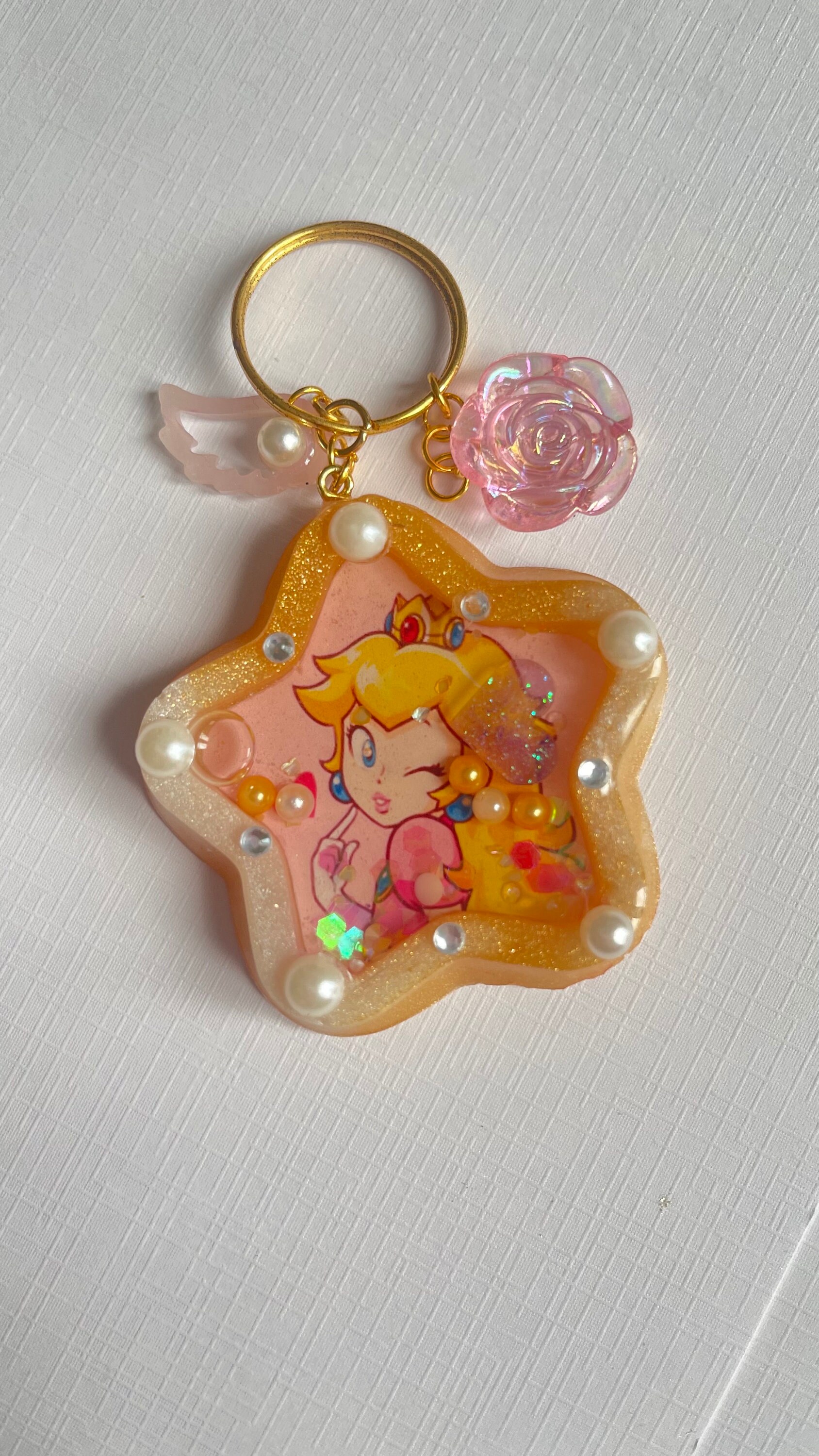 Princess Peach Showtime Keychain, Princess Peach Cute Gift, Peach Resin ...