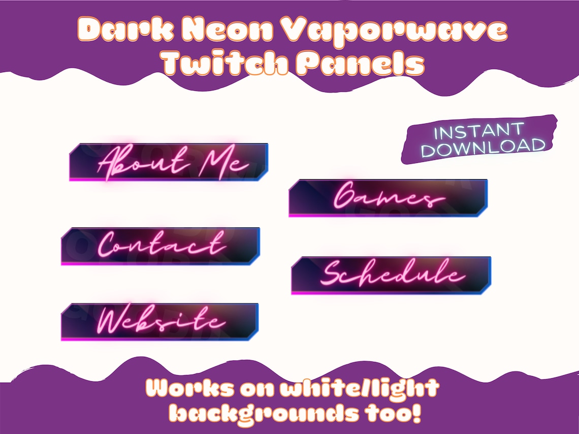Twitch Stream Panels, Neon Twitch Panels, Twitch Overlays, Vaporwave ...