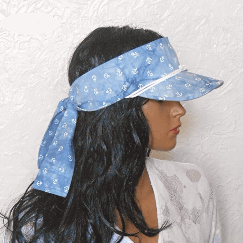 Blue Cap, Sun Visor, Women's Summer Hat, Blue Cotton Hat, Nautical ...