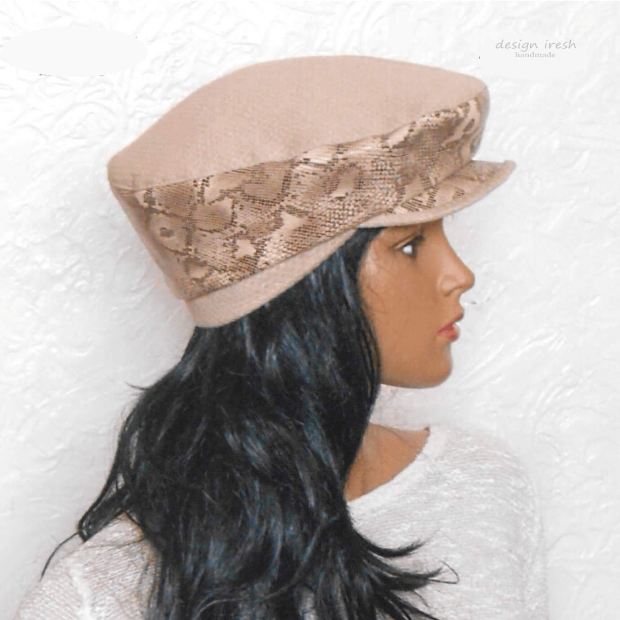 Women's Leather Cap Beige Warm Cap Winter Hats - Etsy