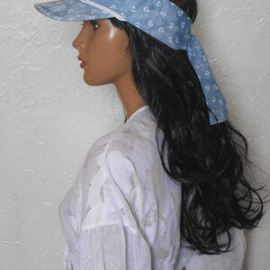 Blue Cap, Sun Visor, Women's Summer Hat, Blue Cotton Hat, Nautical ...