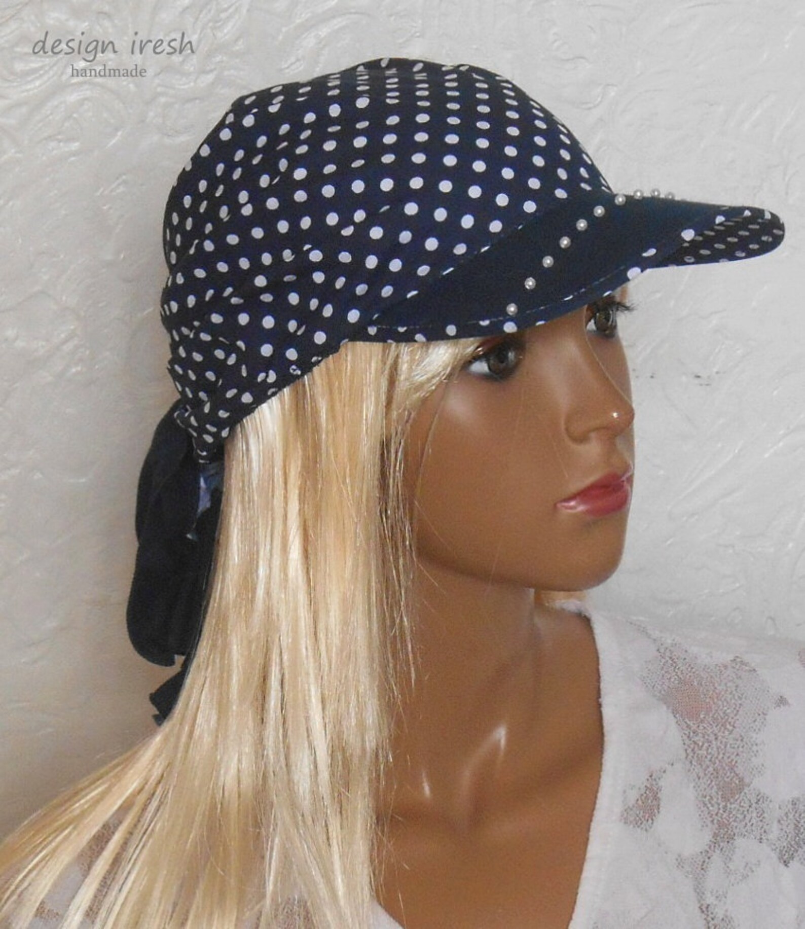 Blue Cap Women's Bandana with a visor Polka Dot Clothes | Etsy