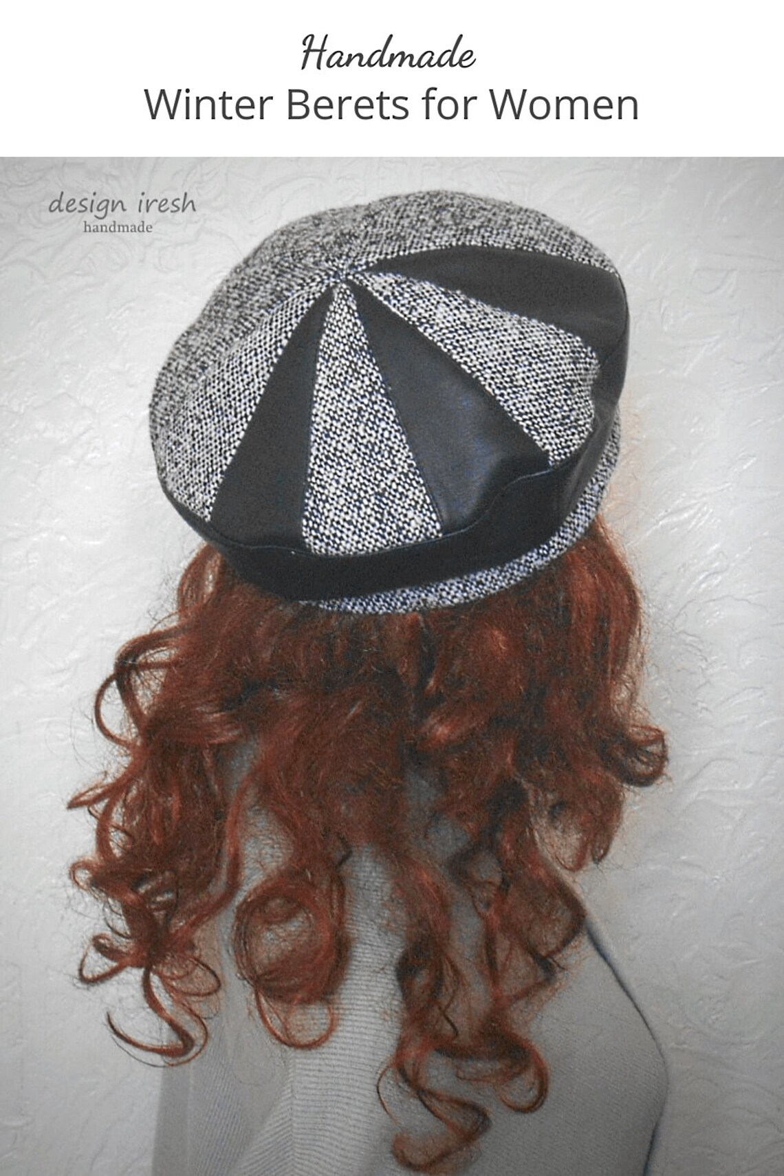 Women's Winter Beret Black Leather Beret Tweed Clothes - Etsy