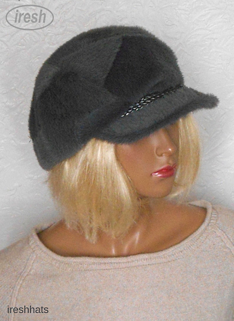Women's Newsboy Cap Gray Fur Cap Warm Winter Cap - Etsy