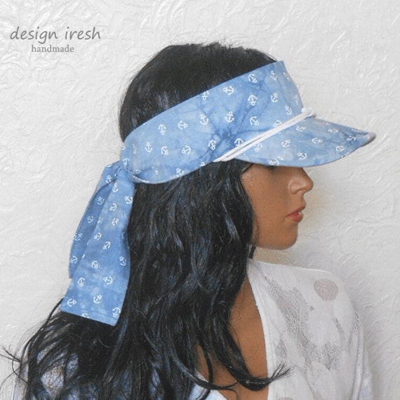 Blue Cap Sun Visor Women's Summer Hat Blue Cotton Hat - Etsy