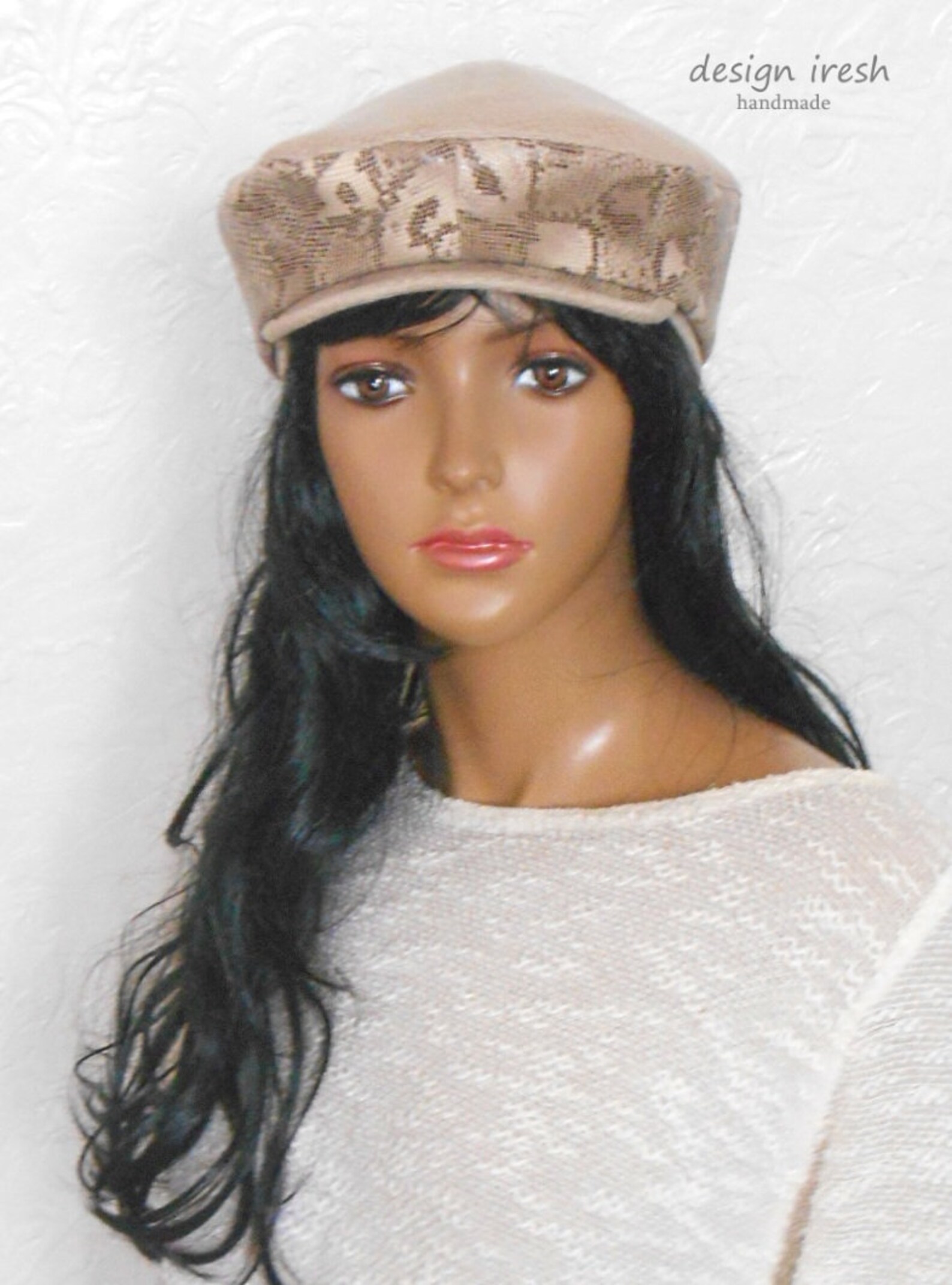 Women's Leather Cap Beige Warm Cap Winter Hats - Etsy