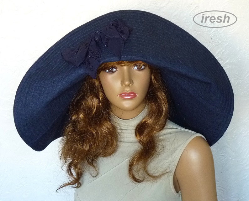 Wide Brim Hat Blue Summer Hat Women's Linen Beach Hat - Etsy