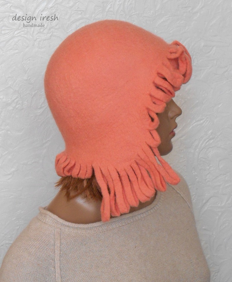 Women's Trapper Hat Wool Hat With Earflaps Pink-coral - Etsy