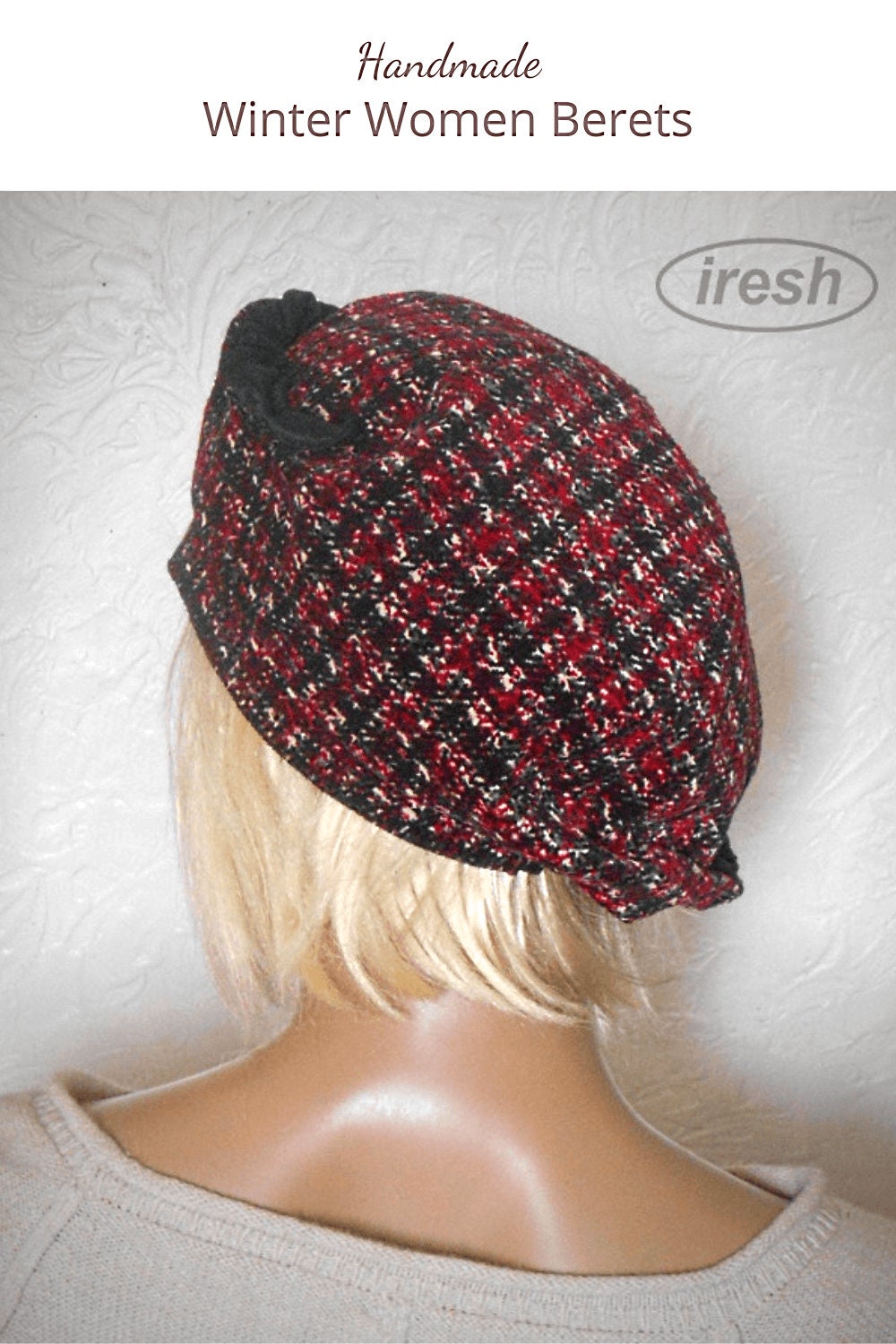 Red Hat Women's Beret Winter Beret Checkered Hat Red - Etsy