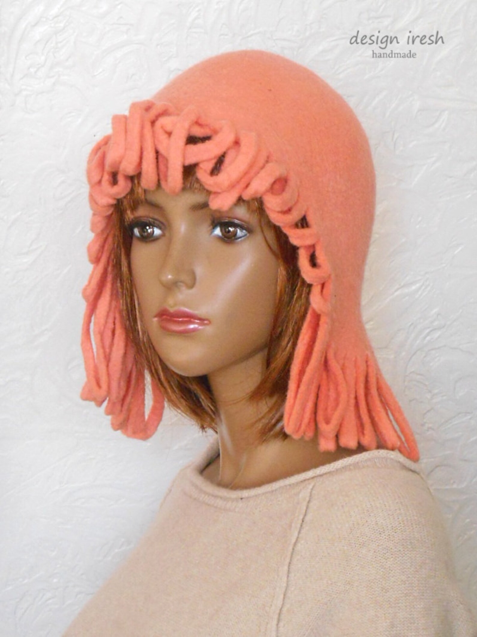 Women's Trapper Hat Wool Hat With Earflaps Pink-coral - Etsy