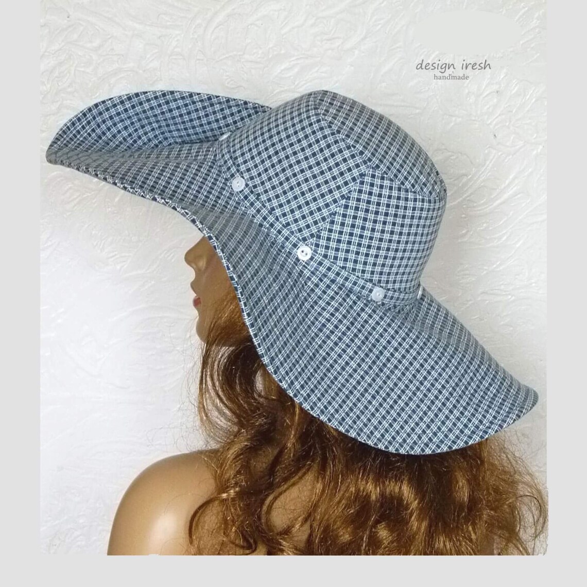 Women Summer Hat Blue Sun Hat Wide-brimmed Hat Cotton Hat - Etsy