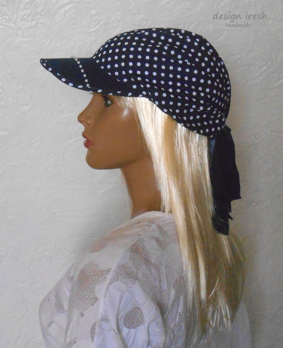 Blue Cap Women's Bandana With a Visor Polka Dot Clothes - Etsy