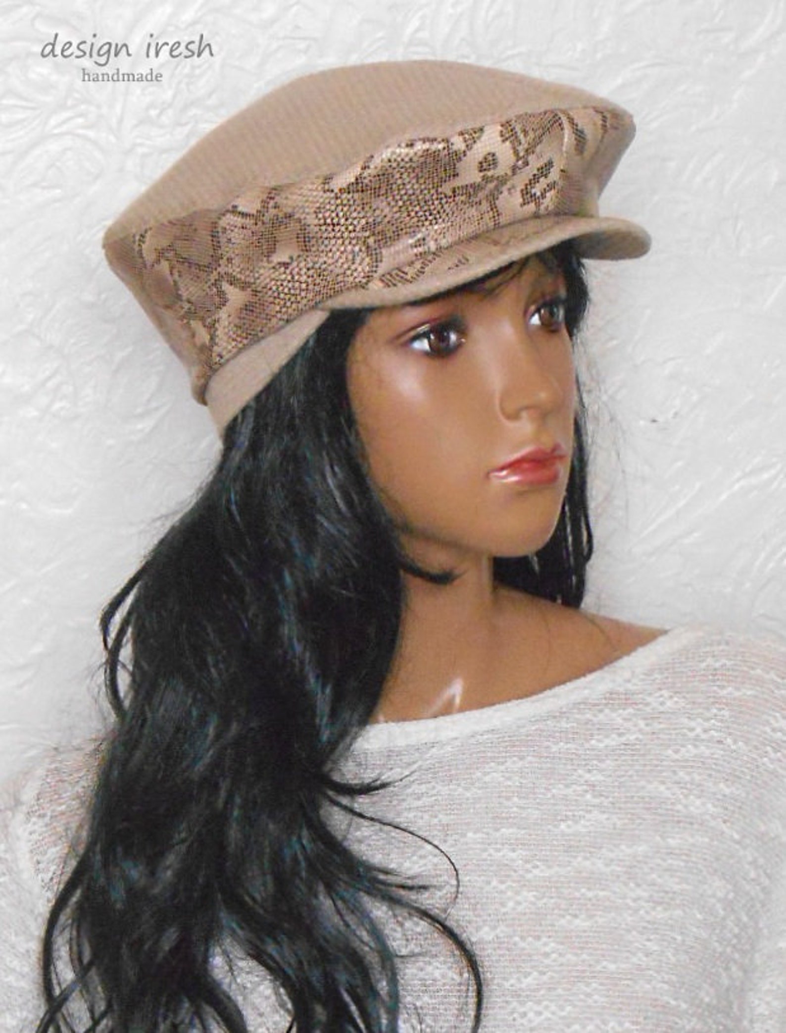 Women's Leather Cap Beige Warm Cap Winter Hats - Etsy