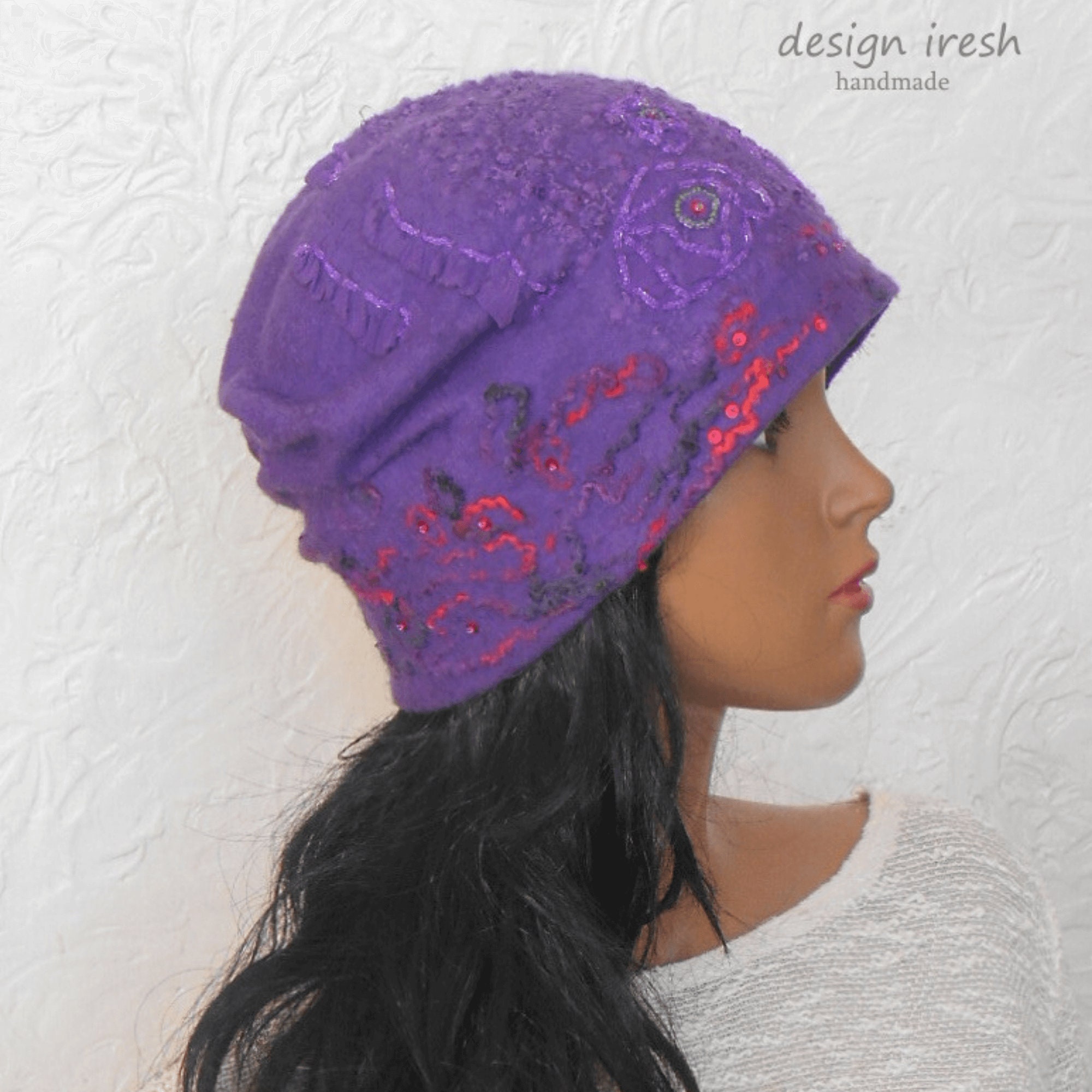 Purple Winter Hat Violet Beanie Women's Felted Hat | Etsy