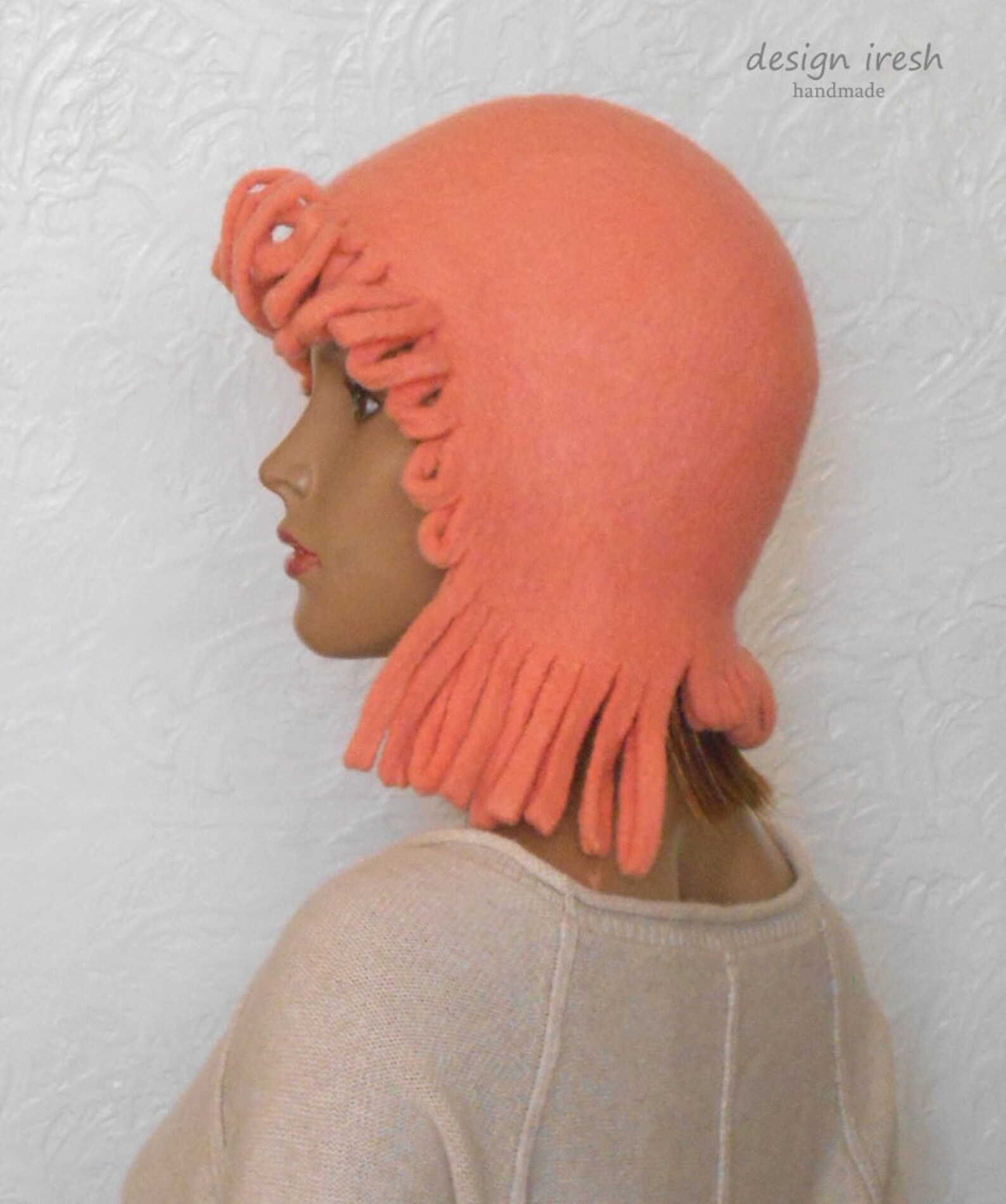 Women's Trapper Hat Wool Hat With Earflaps Pink-coral - Etsy
