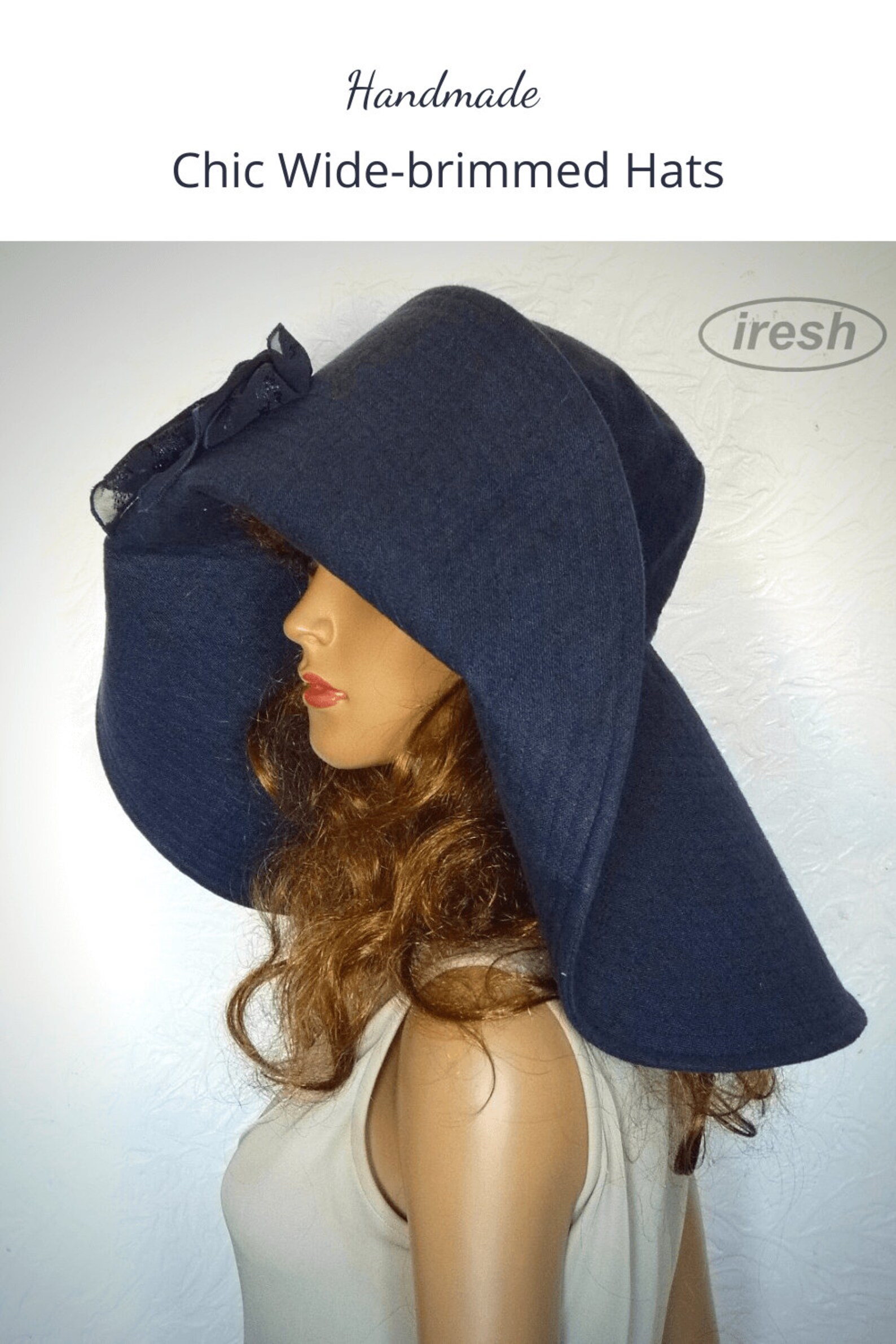 Wide Brim Hat Blue Summer Hat Women's Linen Beach Hat | Etsy