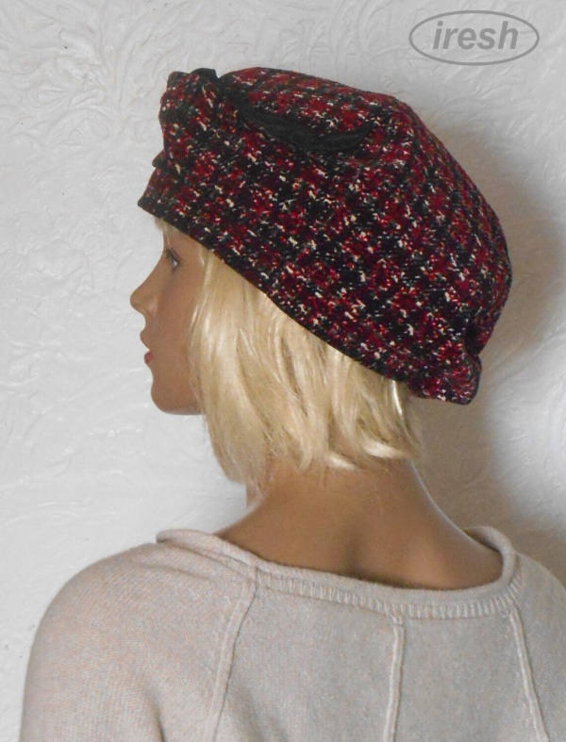 Red Hat Women's Beret Winter Beret Checkered Hat Red - Etsy