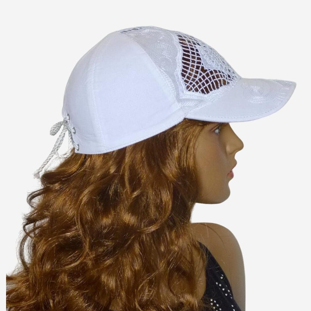 Women's Ball Cap for Summer, White Cotton Cap for Ladies, Lightweight ...