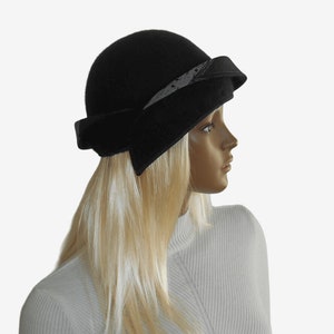 Dark Gray Wool Hat, Felted Winter Hat, Women Black Hat, Warm Winter Hat ...