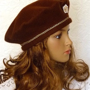 Brown Beret Wool Beret for Women Felted Warm Beret Dark - Etsy