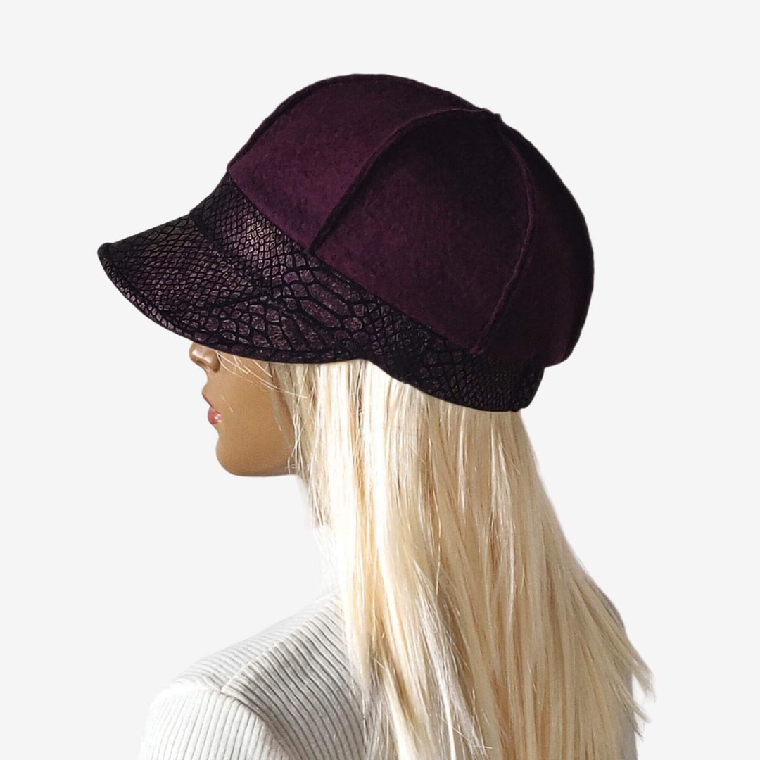 Purple Felt Hat, Women's Felted Baseball Cap, Dark Purple Cap - Etsy