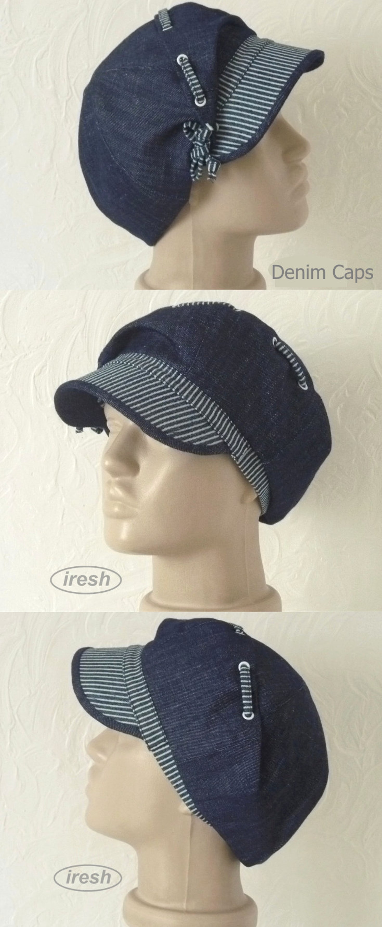 Women's Denim Cap Blue Summer Cap Denim Hat Striped - Etsy