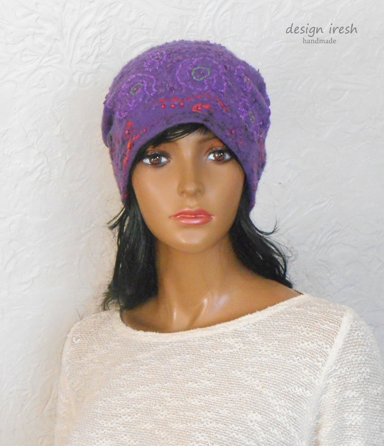 Purple Winter Hat Violet Beanie Women's Felted Hat - Etsy