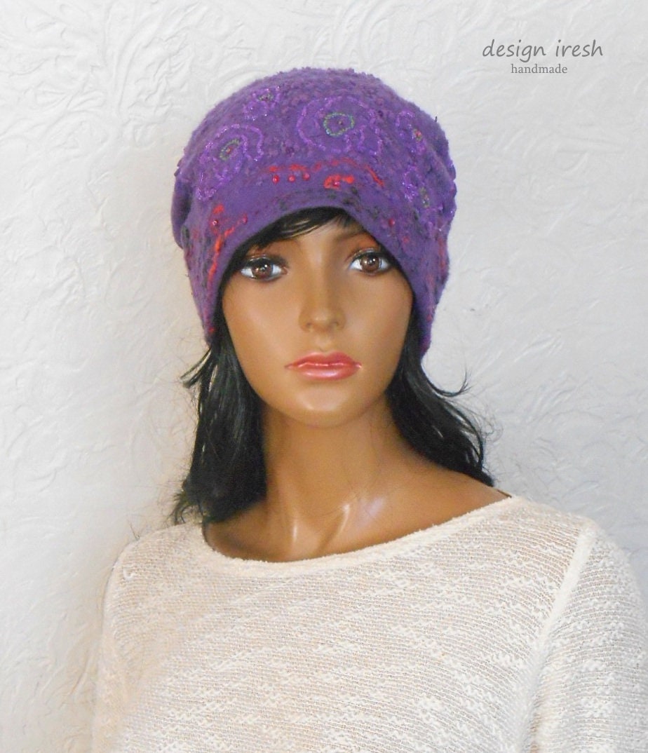 Purple Winter Hat Violet Beanie Women's Felted Hat | Etsy