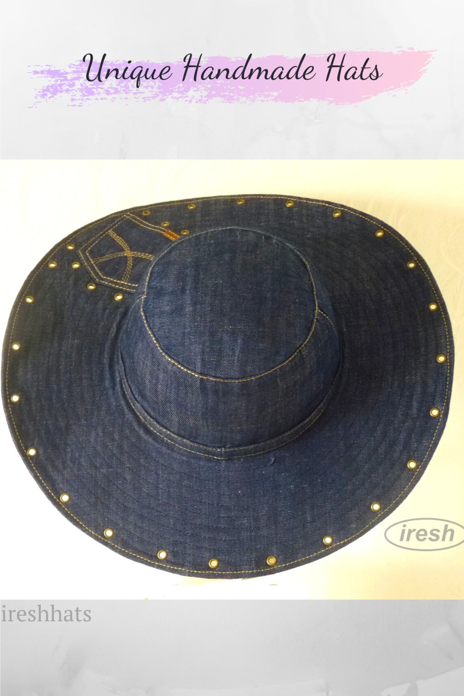 Summer Women's Hat Denim Hat Dark Blue Denim Wide-brim | Etsy