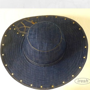 Summer Women's Hat Denim Hat Dark Blue Denim Wide-brim | Etsy