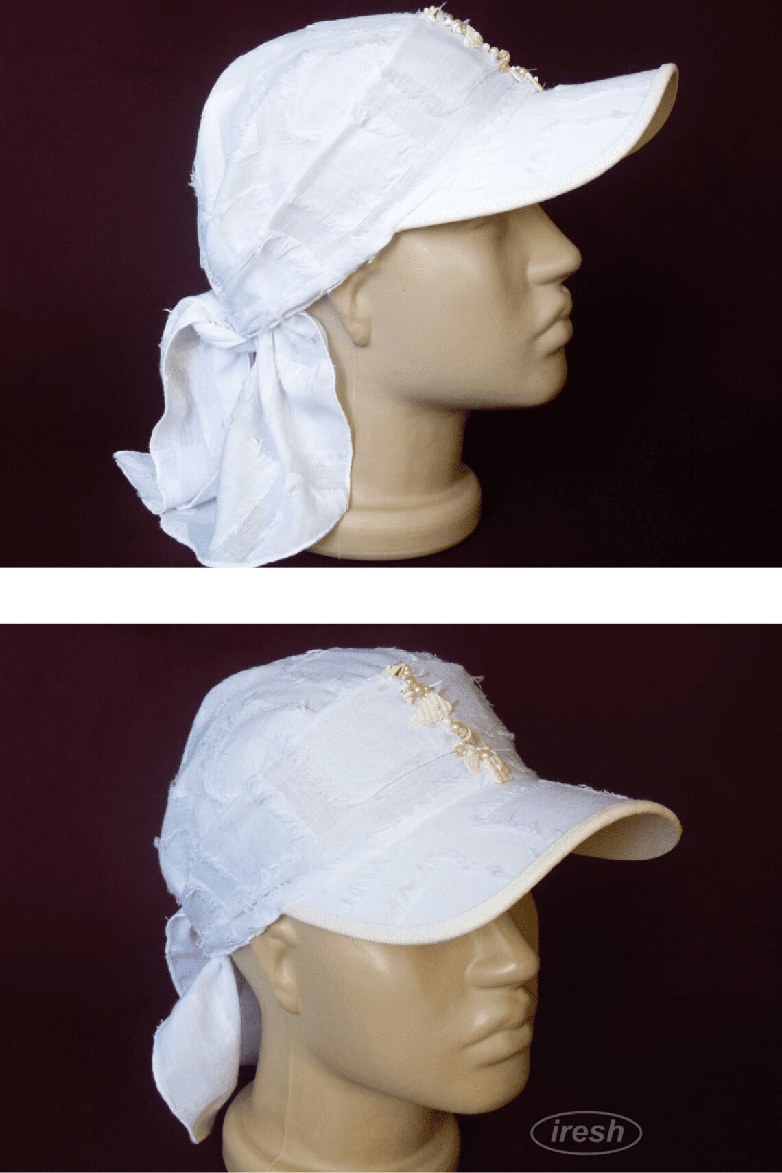Bandana With a Visor Head Covering White Headband Women - Etsy