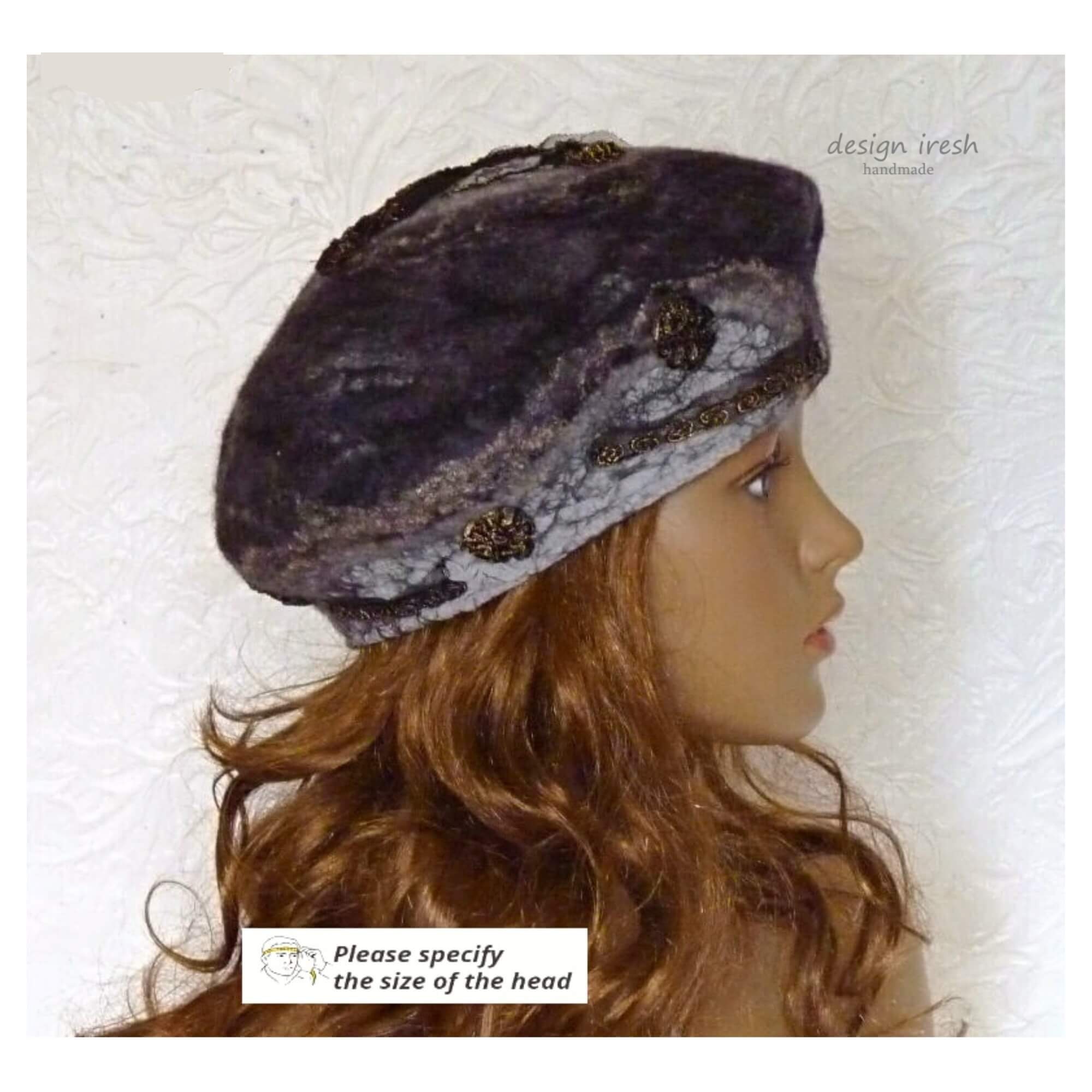 Black Beret Gray Felt Warm Beret Woolen Felted Hat Stylish - Etsy