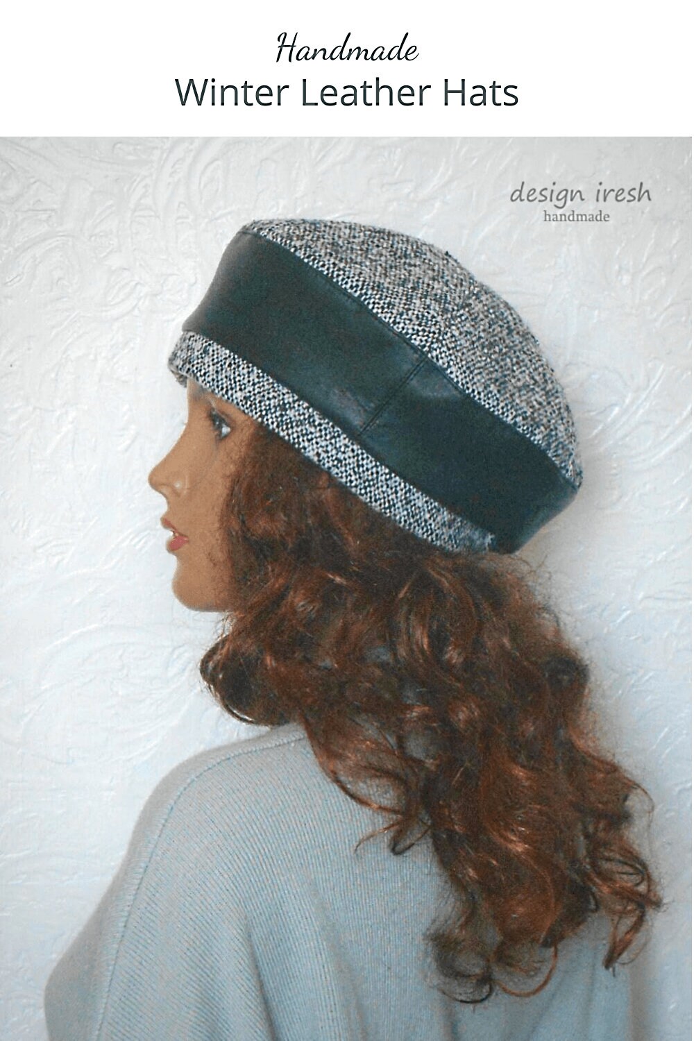 Women's Winter Beret Black Leather Beret Tweed Clothes - Etsy