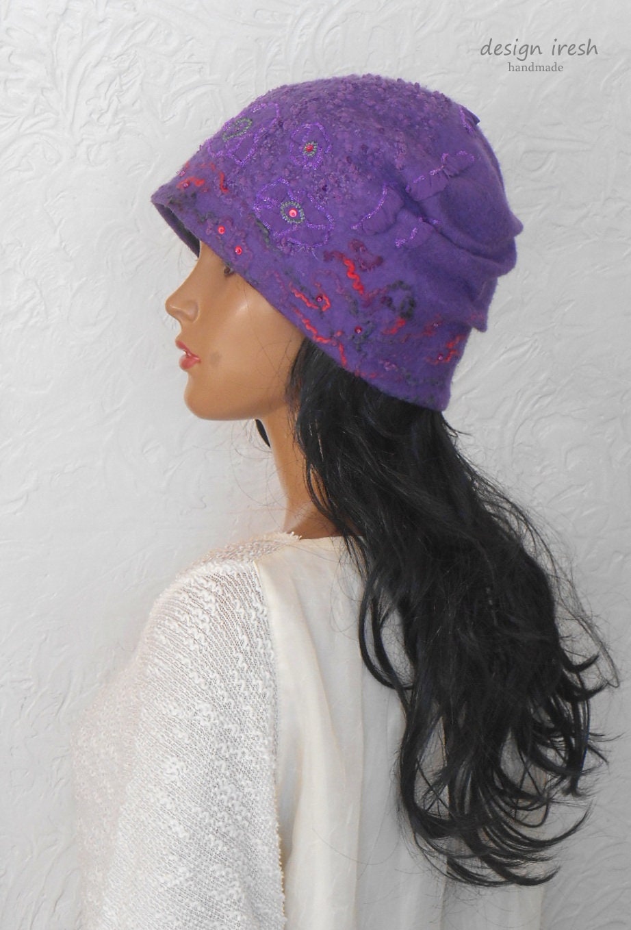 Purple Winter Hat Violet Beanie Women's Felted Hat | Etsy
