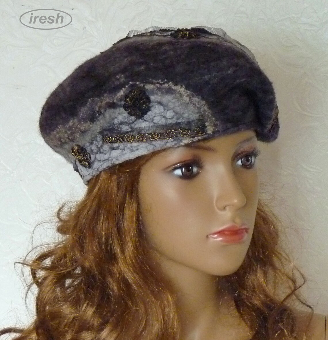 Black Beret Gray Felt Warm Beret Woolen Felted Hat Stylish | Etsy