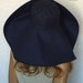 Wide Brim Hat, Blue Summer Hat, Women's Linen Beach Hat, Navy Summer ...