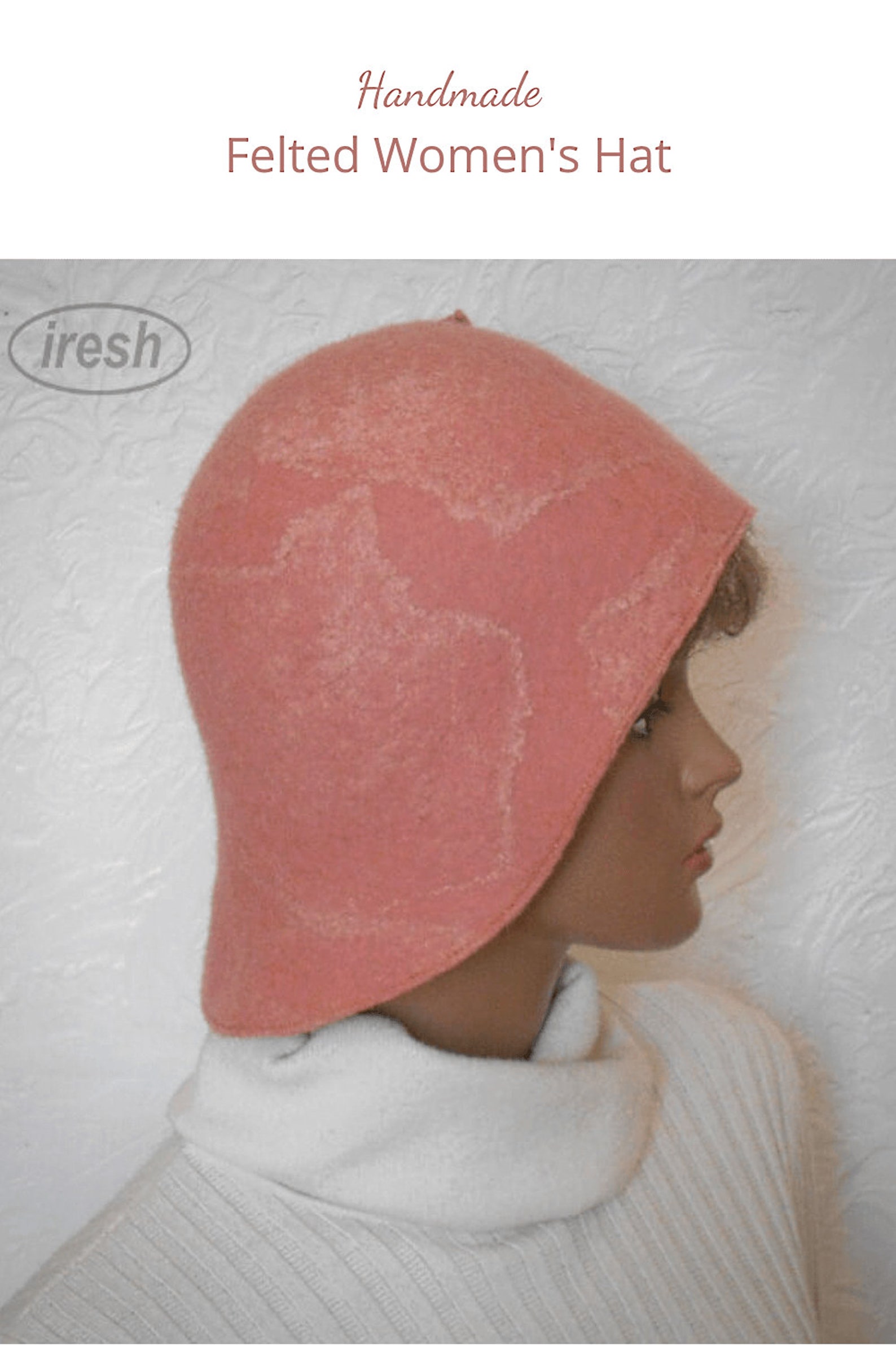 Pink Warm Hat Cloche Hat Women's Winter Hat Pink Wool | Etsy