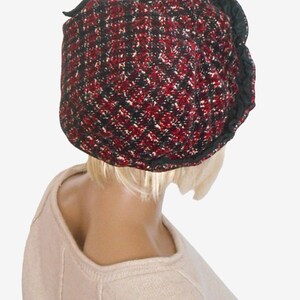Red Hat, Women's Beret, Winter Beret, Checkered Hat, Red Beret, Women's ...