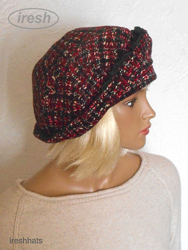 Red Hat Women's Beret Winter Beret Checkered Hat Red - Etsy