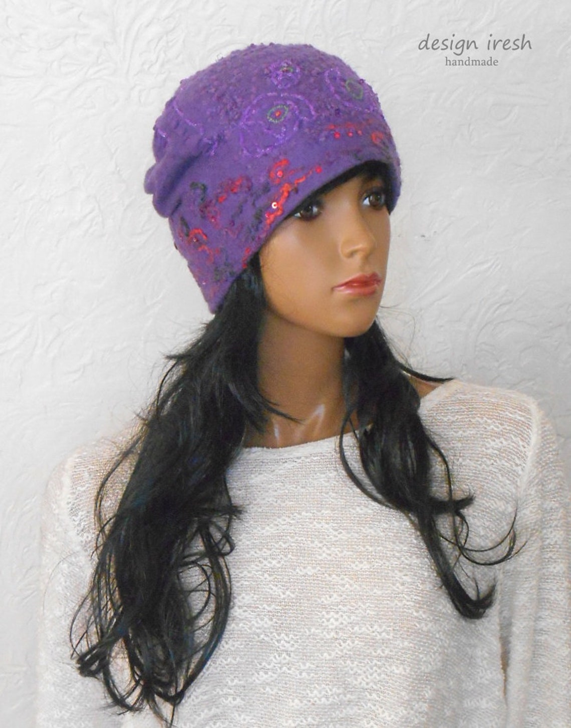 Purple Winter Hat Violet Beanie Women's Felted Hat | Etsy