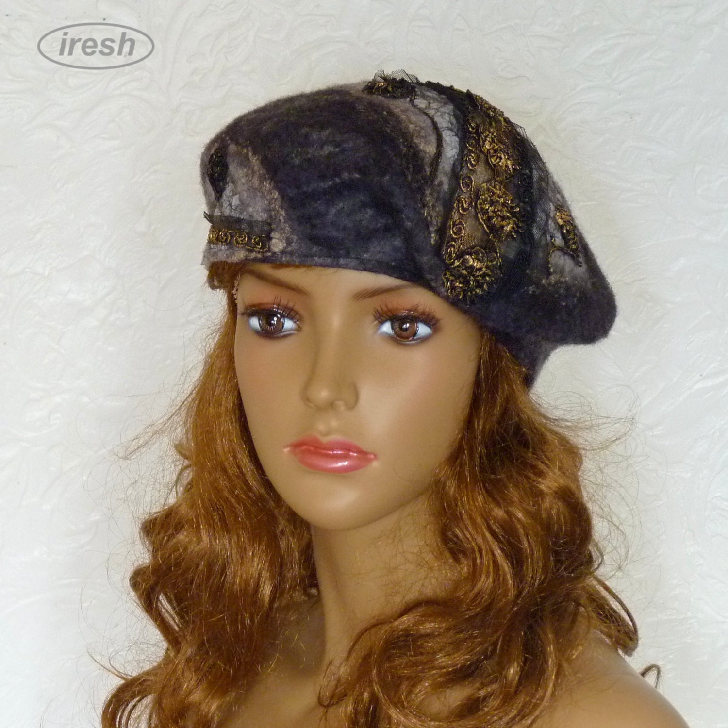 Black Beret Gray Felt Warm Beret Woolen Felted Hat Stylish - Etsy