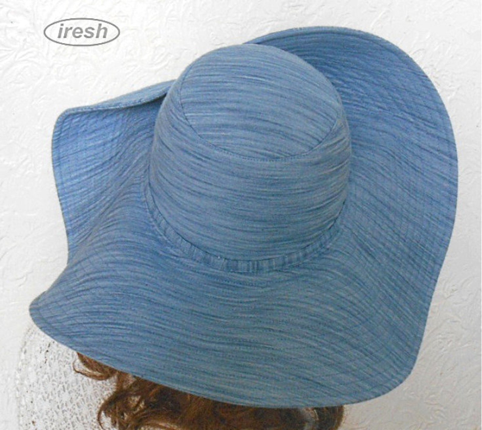 Women's Wide Brim Hat Blue Denim Hat Women's Summer - Etsy