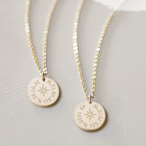 Coordinates Necklace Personalized Location Necklace Custom - Etsy