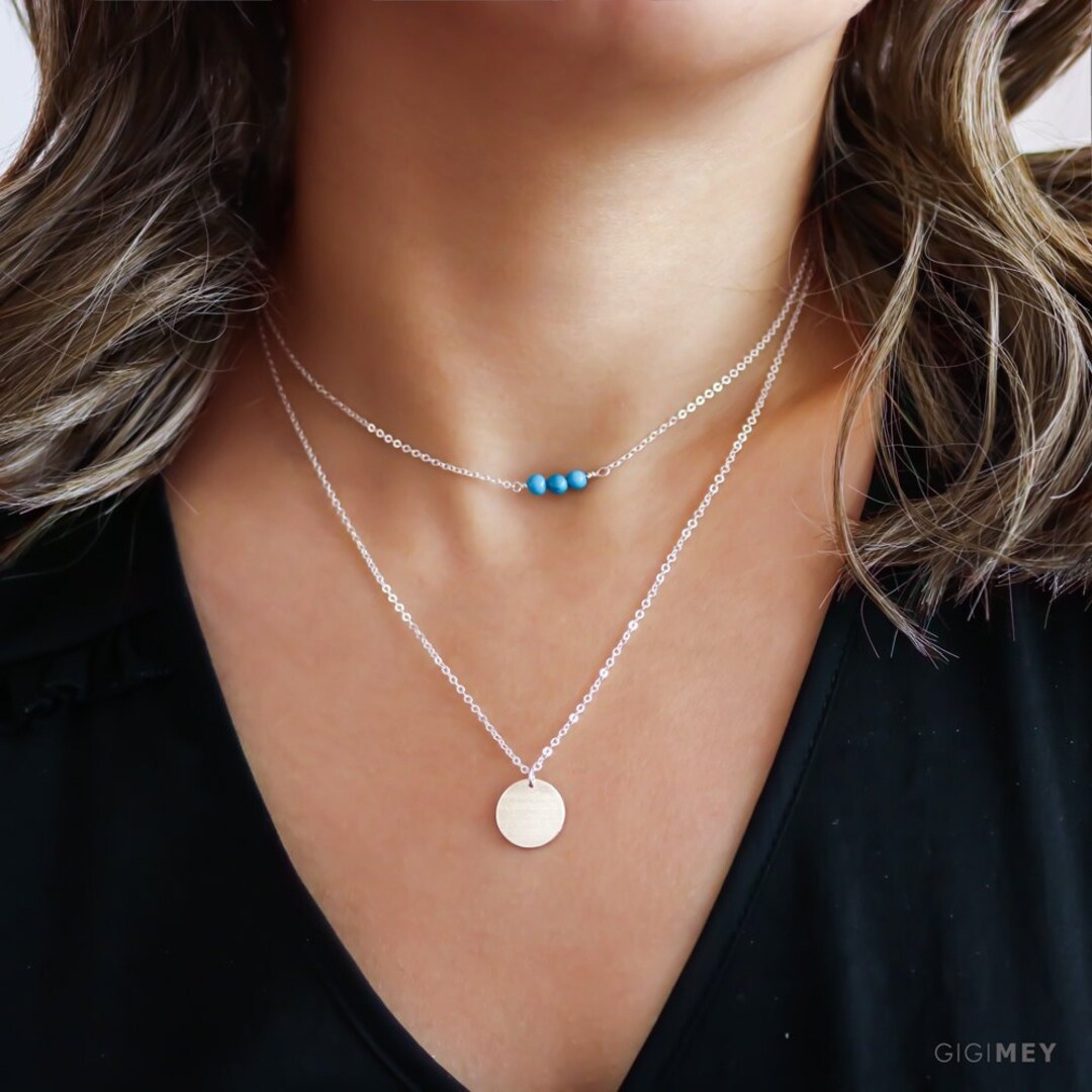 Sterling Silver or Gold Filled Layered Necklaces With Stone - Etsy