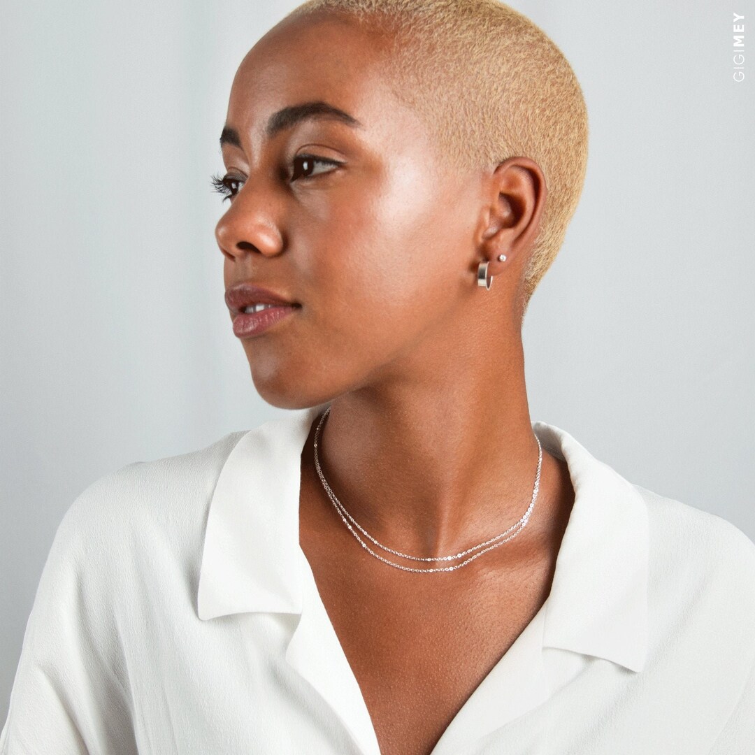 Double Strand Chain Necklace Dainty Layered Style Simple - Etsy UK