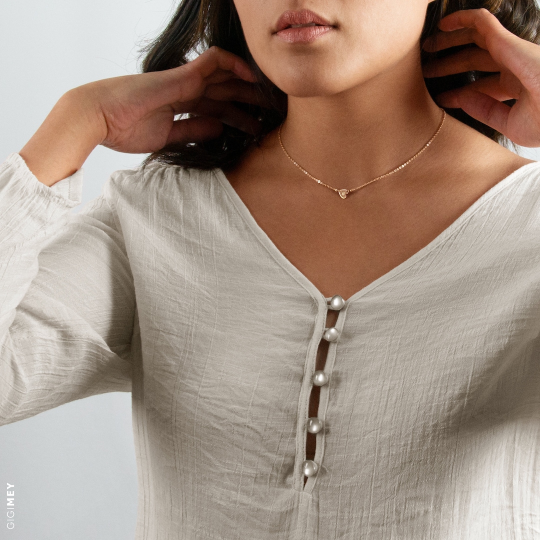 Minimal Delicate Initial Necklace, Personalized Tiny Letter Heart, Mini ...