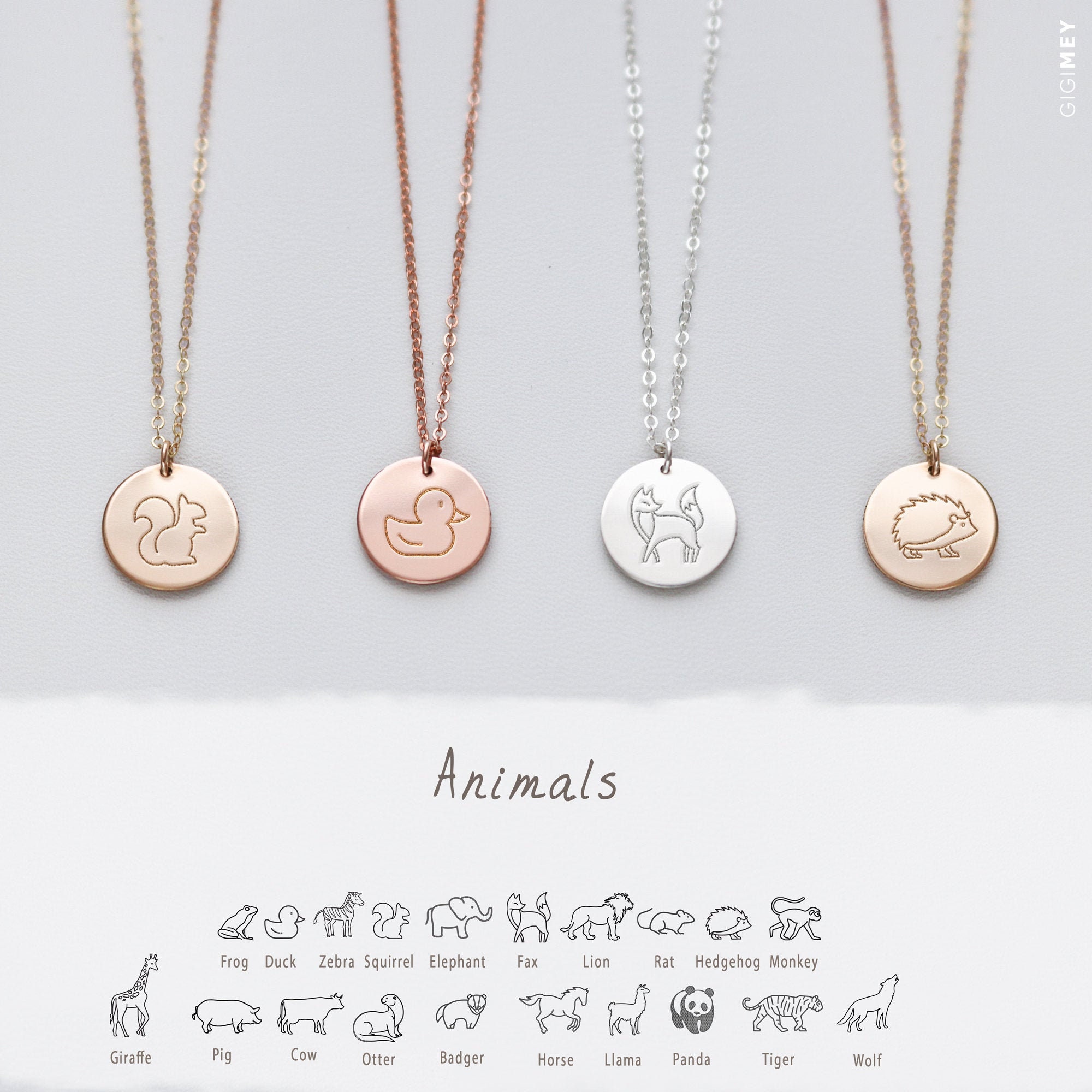 Animal Necklace Personalized Jewelry City or Wild Animals | Etsy