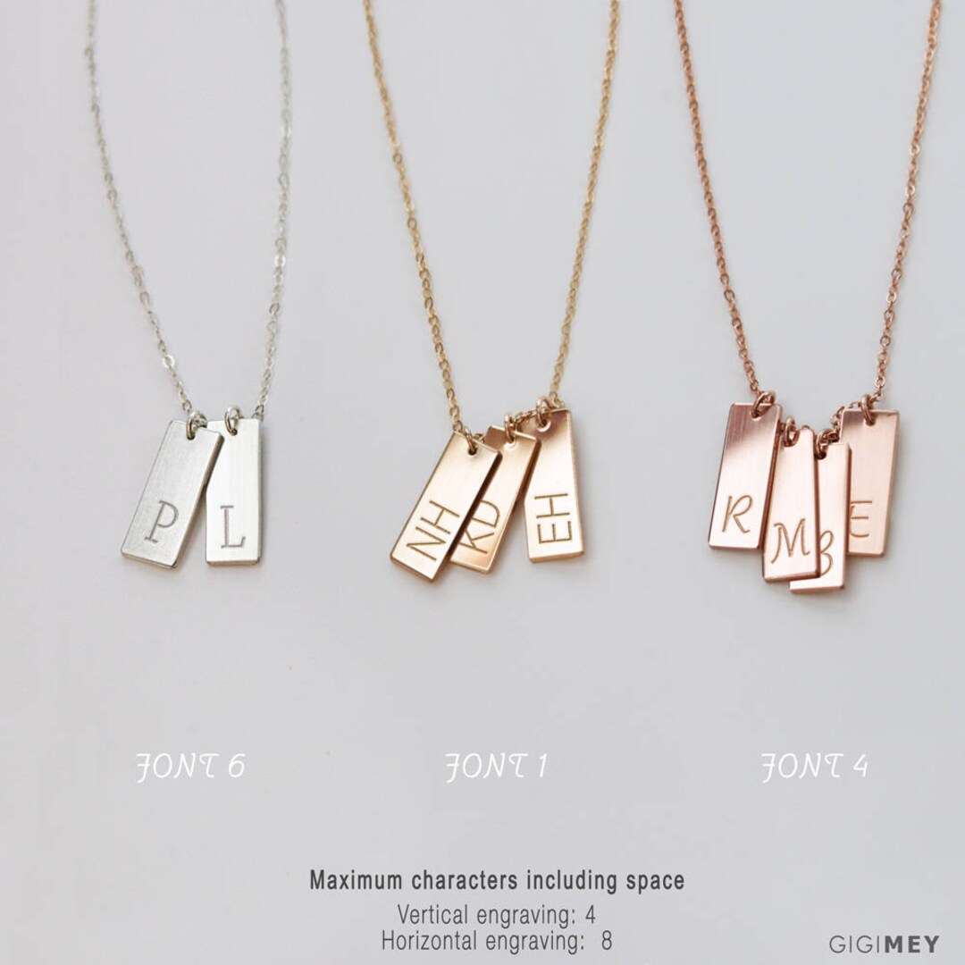 Family Initial Necklace Multi Small Tags Engraved With Etsy
