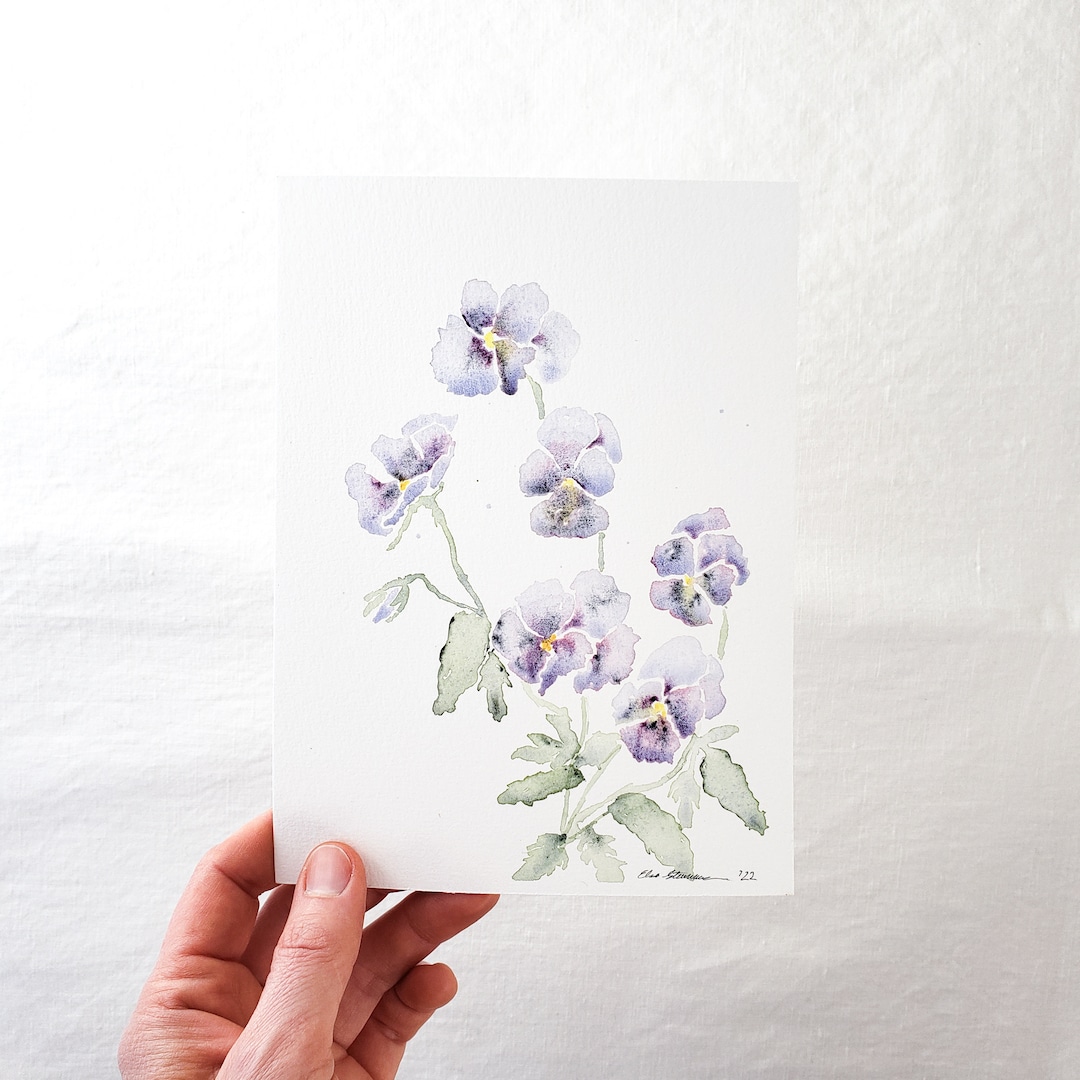 Original Watercolor / 5.5 X 7.5" / Pansies No. 1 - Etsy